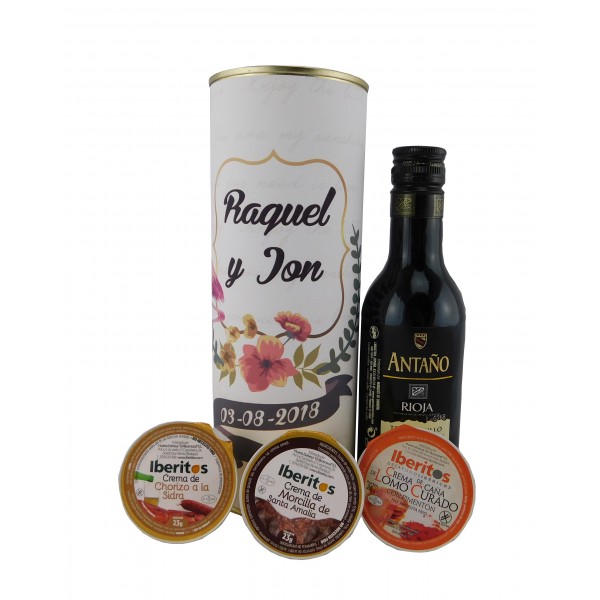 Lata con vino tinto Antaño tempranillo con crema de chorizo a la sidra ...